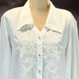 Vintage | Tops | Vintage Fancy Embroidered Floral Lace Beaded Blouse ...